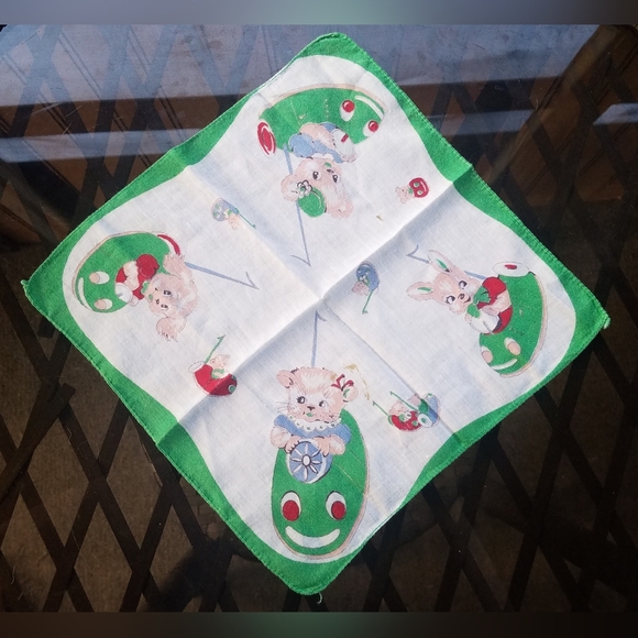 Accessories | Vintage Kitsch Childs Handkerchief Hankie Anthropomorphic ...